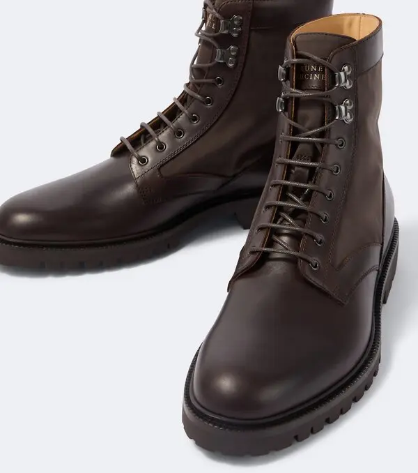 Brunello Cucinelli Leather Lace-up Boots