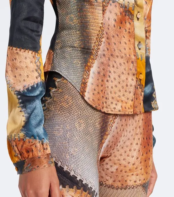 Roberto Cavalli Trompe L’oil Silk Shirt