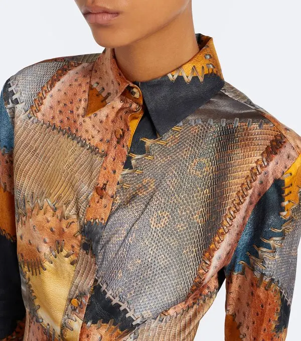 Roberto Cavalli Trompe L’oil Silk Shirt