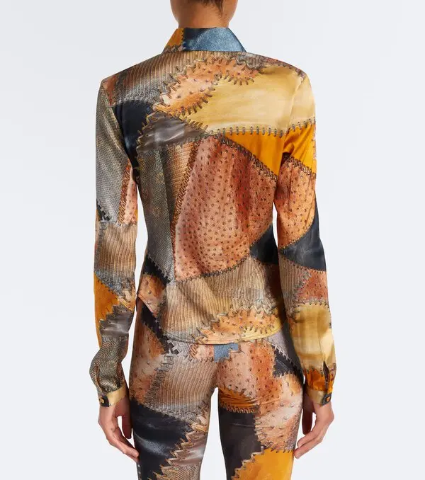Roberto Cavalli Trompe L’oil Silk Shirt
