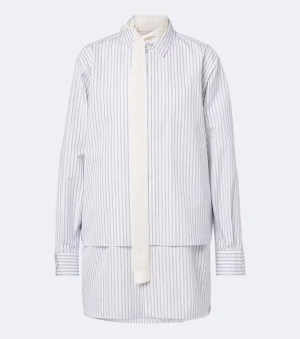 Sacai Layered Striped Cotton-blend Poplin Shirt - White