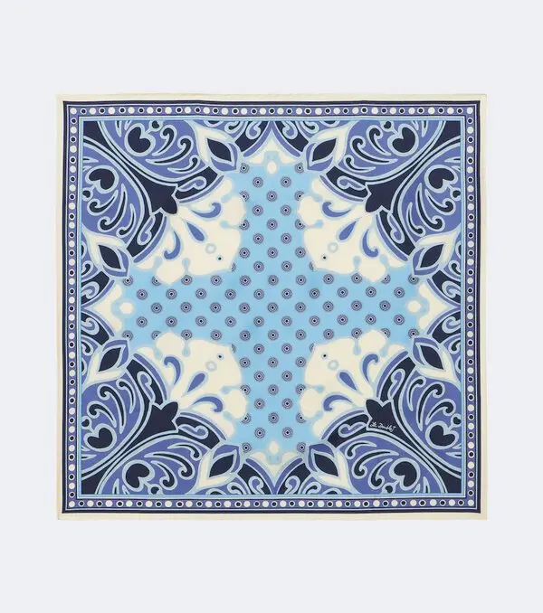 La DoubleJ Printed Silk Twill Scarf - Blue
