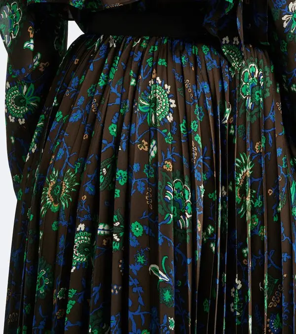 Sacai Floral Plisse Midi Skirt - Brown