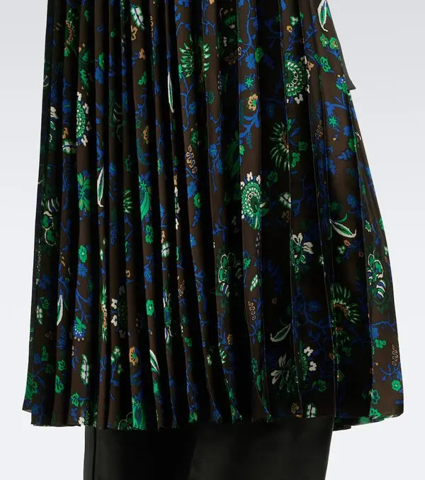 Sacai Floral Plisse Midi Skirt - Brown