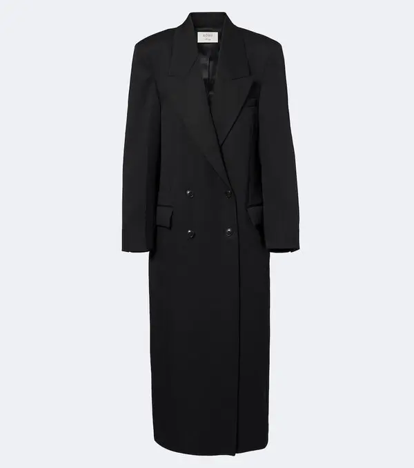 RÓHE Double-breasted Virgin Wool Coat - Black