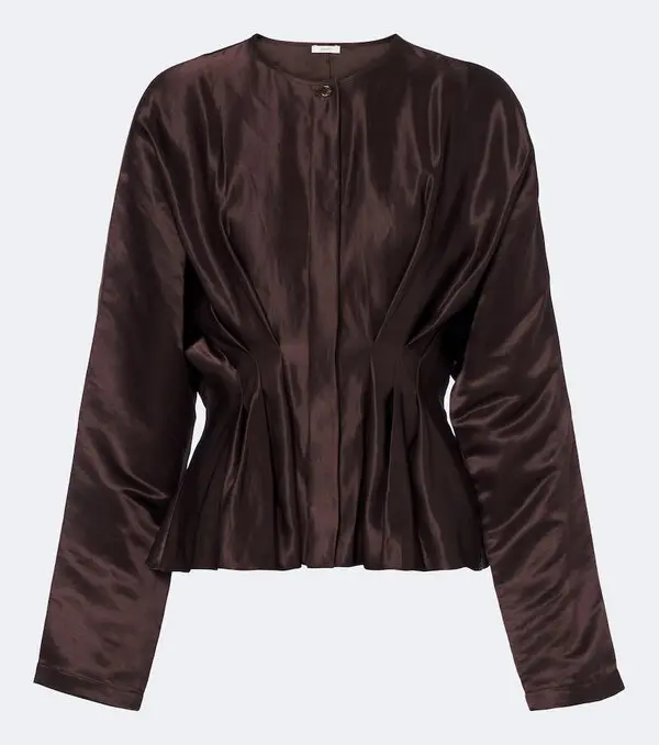 JOSEPH Erin Pleated Linen And Silk Blouse - Brown