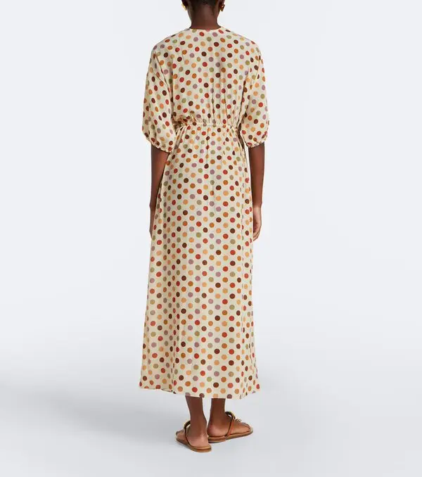 ERES Polka Dot V-neck Silk Midi Dress