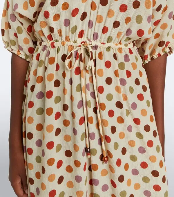 ERES Polka Dot V-neck Silk Midi Dress