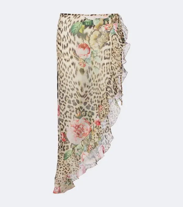 Roberto Cavalli Leopard-print Silk Beach Cover-up - Beige