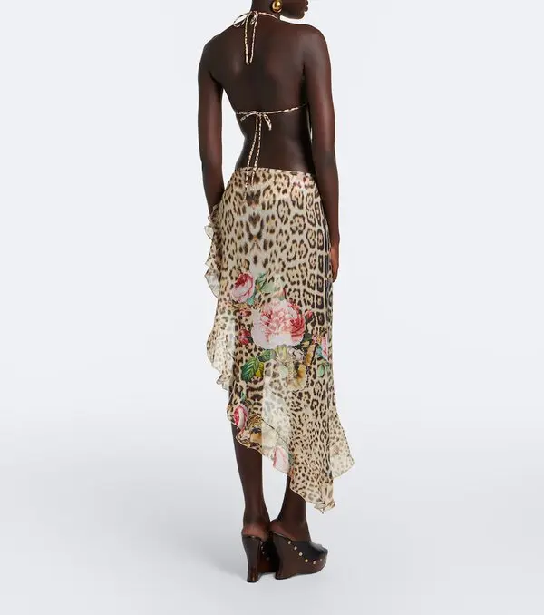 Roberto Cavalli Leopard-print Silk Beach Cover-up