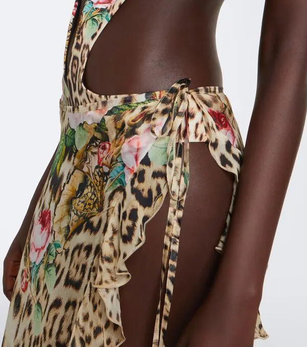 Roberto Cavalli Leopard-print Silk Beach Cover-up