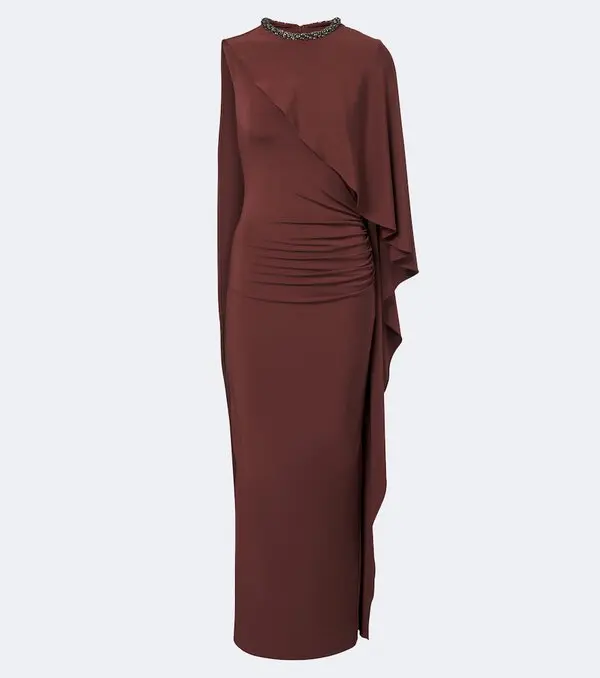 Roland Mouret Crystal-embellished Jersey Maxi Dress - Brown
