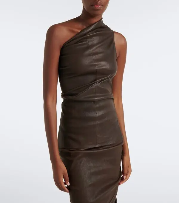 Rick Owens Athena One-shoulder Top - Brown