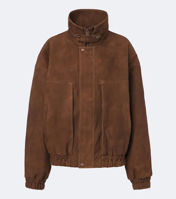 Magda Butrym Suede Bomber Jacket - Brown