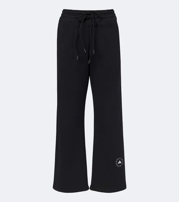 Adidas By Stella McCartney Logo Cotton Wide-leg Sweatpants - Black