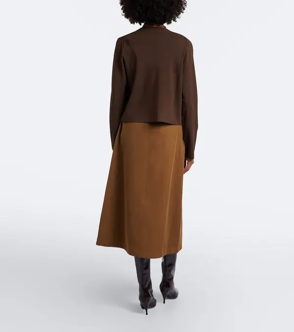 JOSEPH Kharis Cotton And Linen Twill Midi Skirt