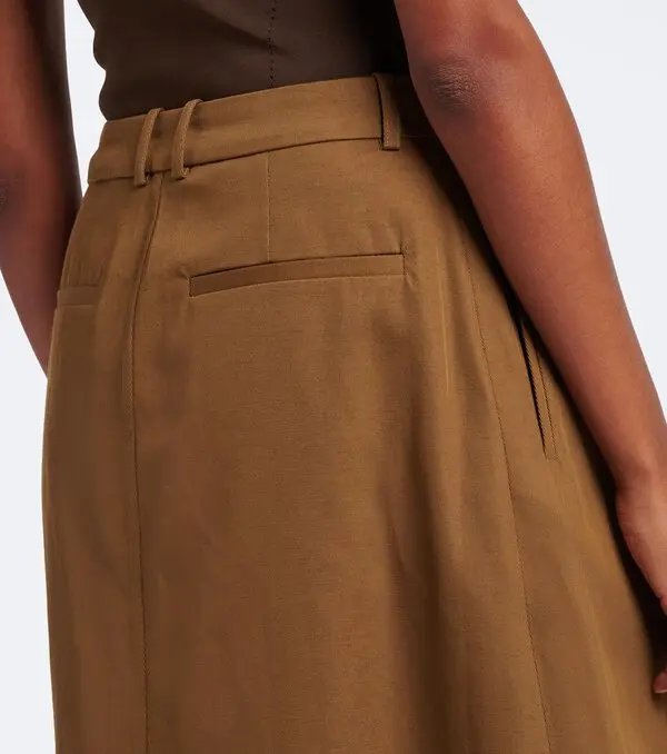 JOSEPH Kharis Cotton And Linen Twill Midi Skirt