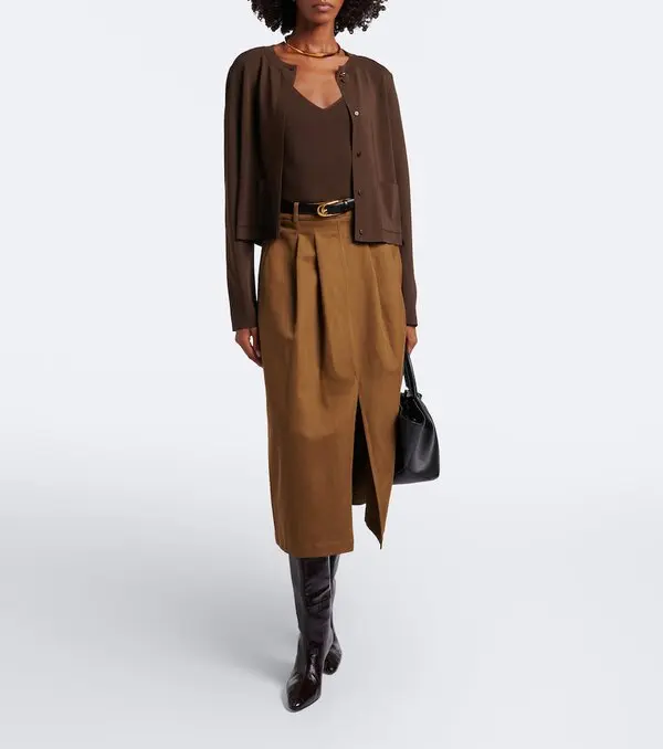 JOSEPH Kharis Cotton And Linen Twill Midi Skirt