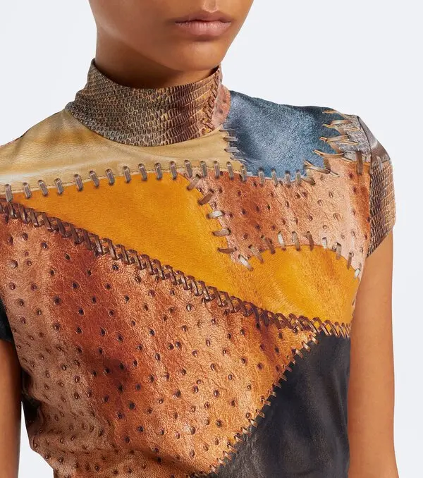 Roberto Cavalli Ruched Trompe L’oil Minidress