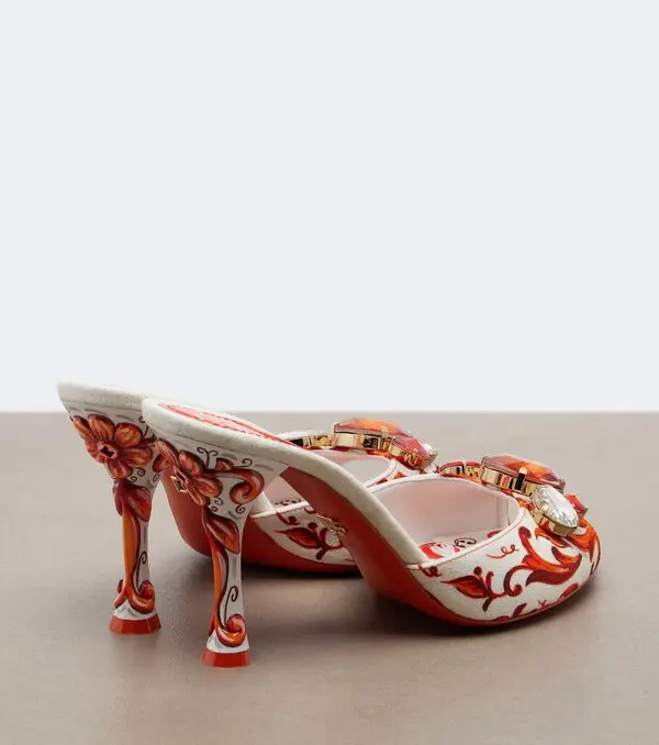 Dolce & Gabbana Majolica Embellished Brocade Mules