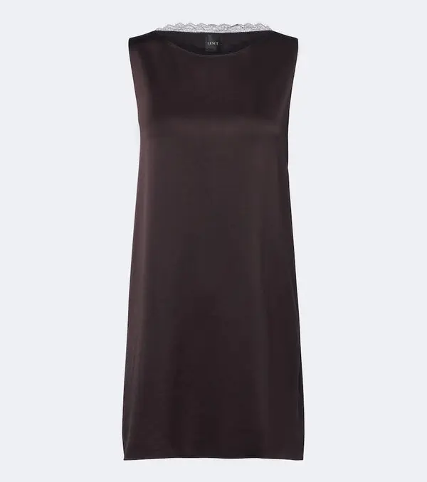 LESET Barb Lace-trimmed Satin Minidress - Brown