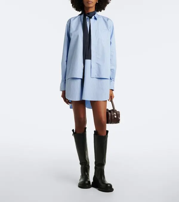 Sacai Layered Striped Cotton-blend Poplin Shirt