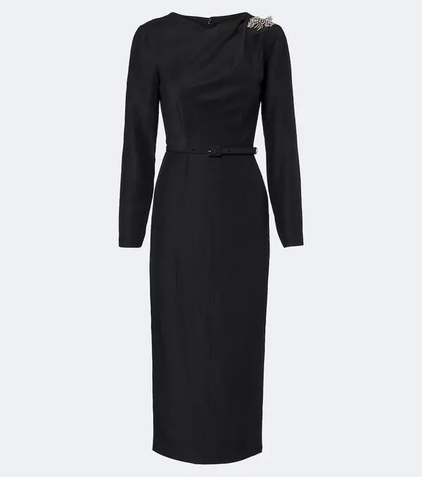 Roland Mouret Crystal-embellished Jacquard Midi Dress