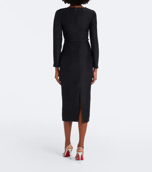 Roland Mouret Crystal-embellished Jacquard Midi Dress