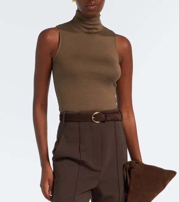 Ralph Lauren Silk-blend Turtleneck Top - Brown