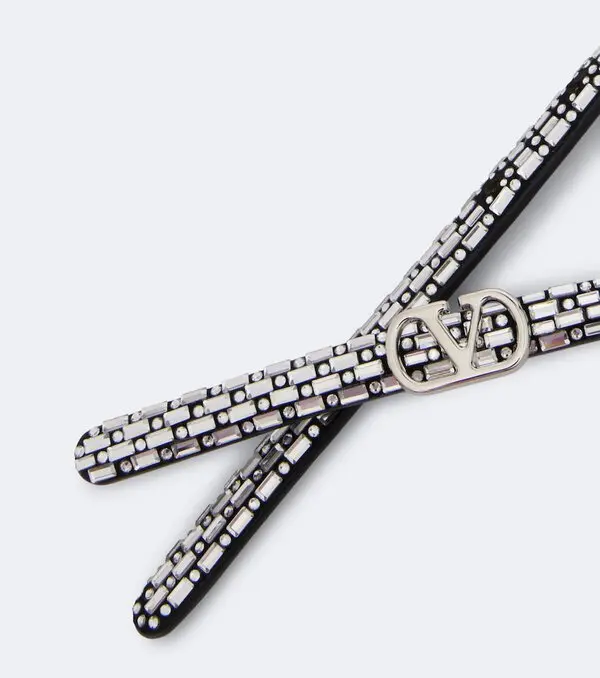 Valentino Garavani Vlogo Embellished Leather Belt