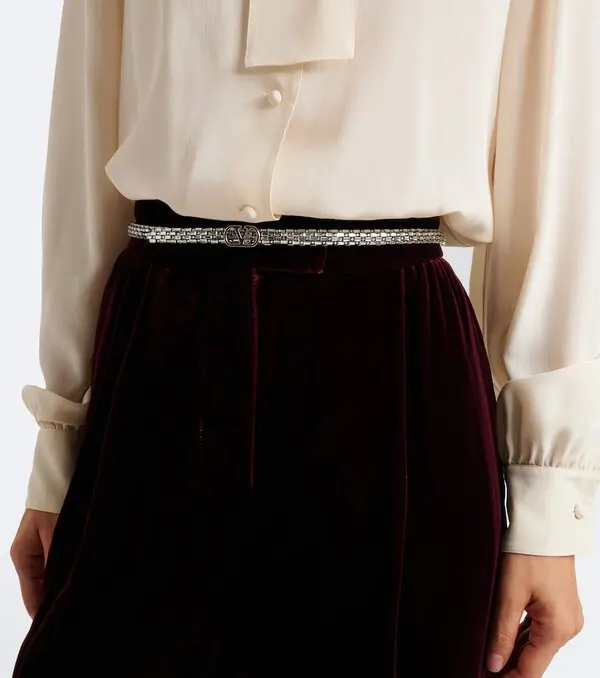 Valentino Garavani Vlogo Embellished Leather Belt