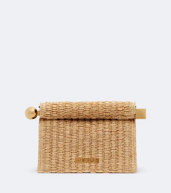 Jacquemus Rond Carre Small Raffia-effect Clutch - Beige