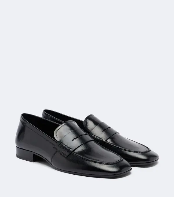 Dries Van Noten Leather Penny Loafers - Black