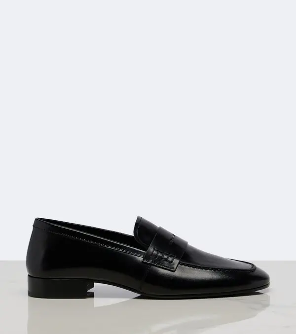 Dries Van Noten Leather Penny Loafers - Black
