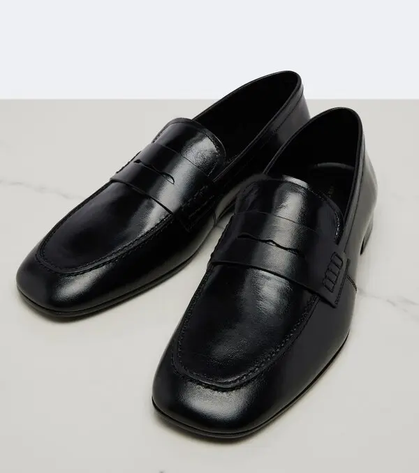 Dries Van Noten Leather Penny Loafers - Black