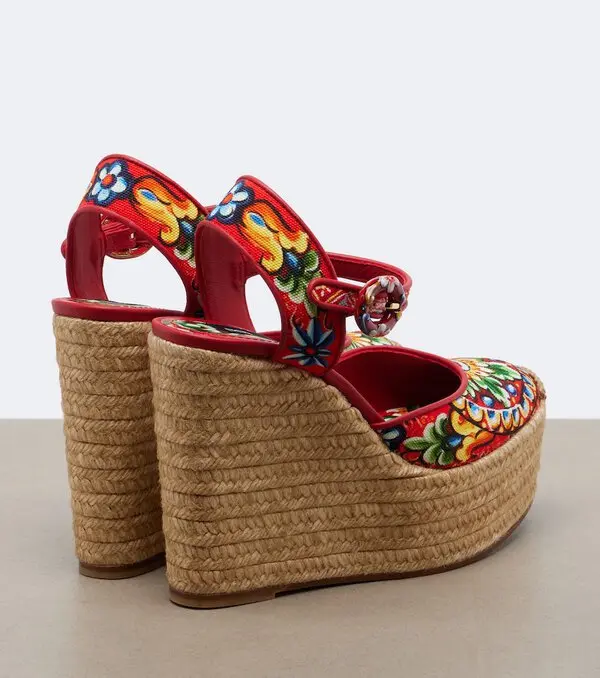 Dolce & Gabbana Carretto Canvas Espadrille Wedges