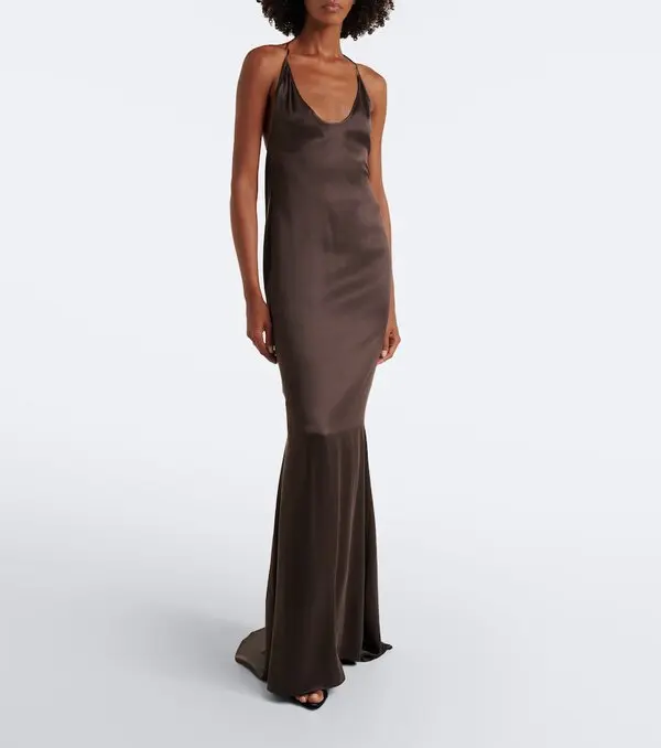TOM FORD Draped Open-back Silk Gown