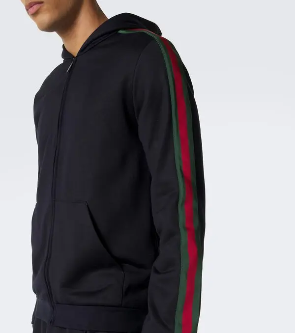 Gucci Web Stripe Silk And Cotton Jersey Hoodie