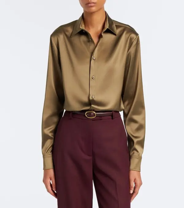 Ralph Lauren Adrien Satin Shirt - Green