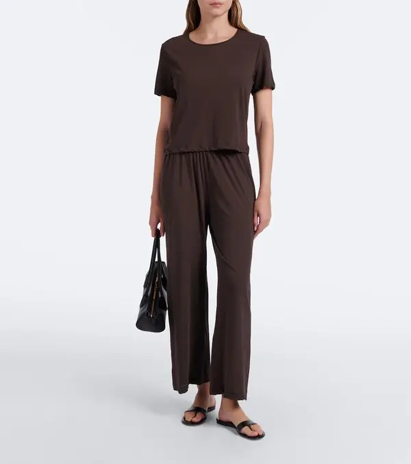 LESET Milo Cropped Cotton Wide-leg Pants