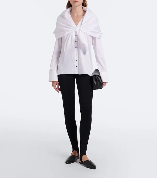 Tove Nia Cotton Poplin Shirt With Draped Shawl Detail