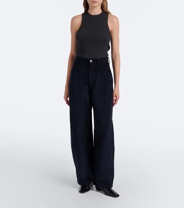 RÓHE Berber Cotton Corduroy Barrel-leg Pants - Blue