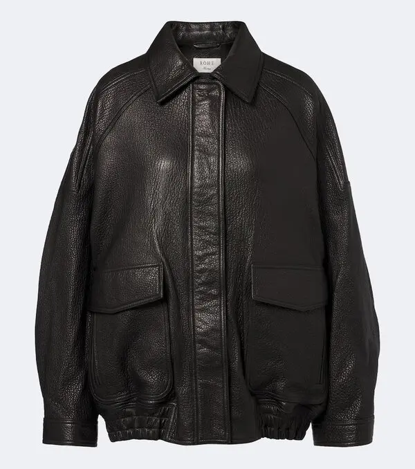 RÓHE Leather Blouson Jacket - Black