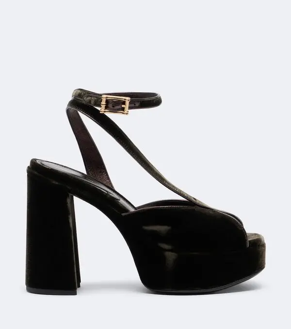 Etro Velvet Platform Sandals