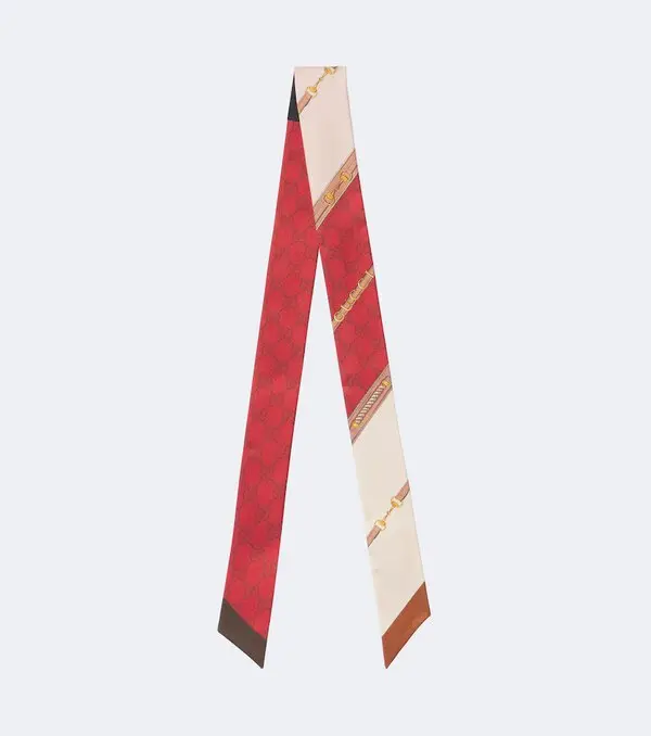 Gucci Gg Horsebit Silk Twill Scarf - Multicoloured
