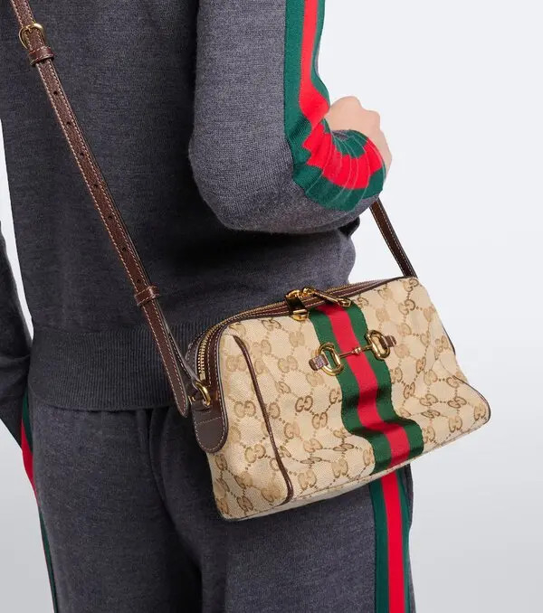 Gucci Horsebit Small Gg Canvas Camera Bag