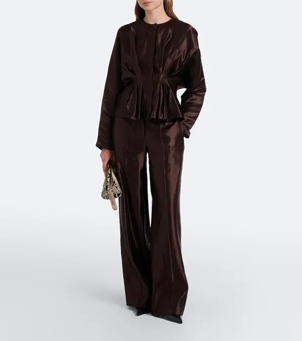 JOSEPH Linen And Silk Wide-leg Trousers