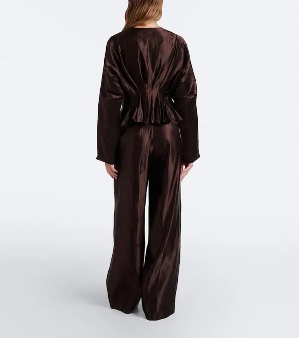 JOSEPH Linen And Silk Wide-leg Trousers