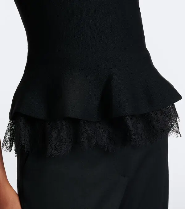 Alexander McQueen Lace-trimmed Peplum Top