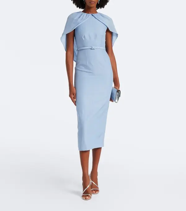 Roland Mouret Belted Caped Midi Dress